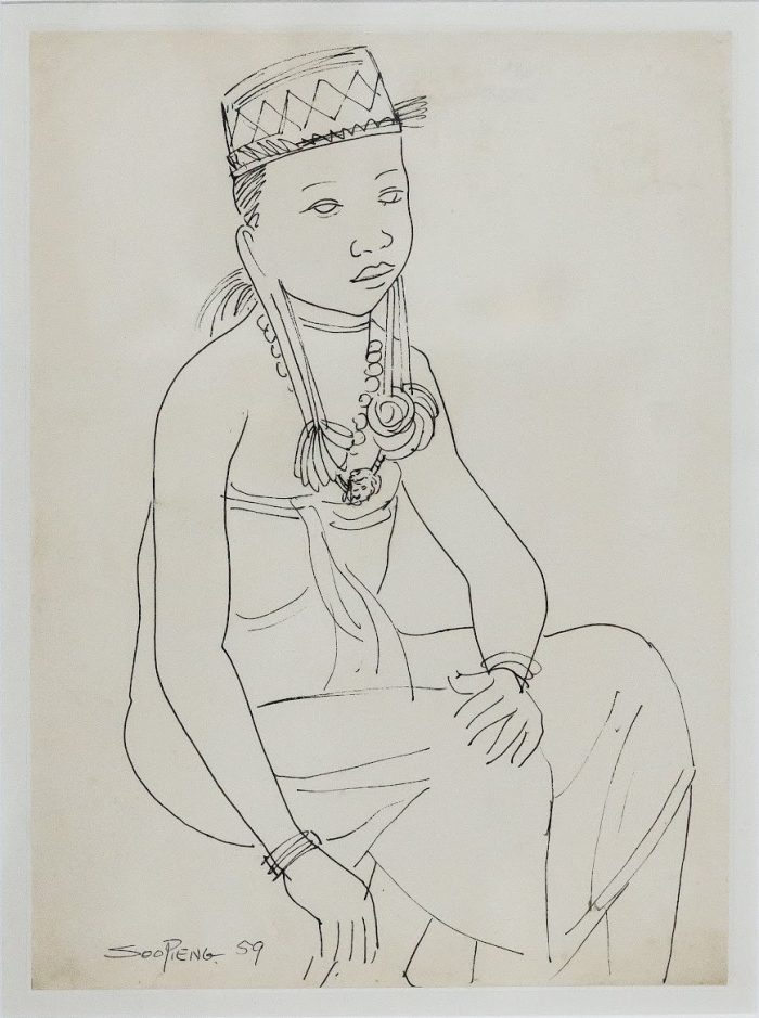 Drawing of Dayak Borneo in Traditional D - Asia Art Collective